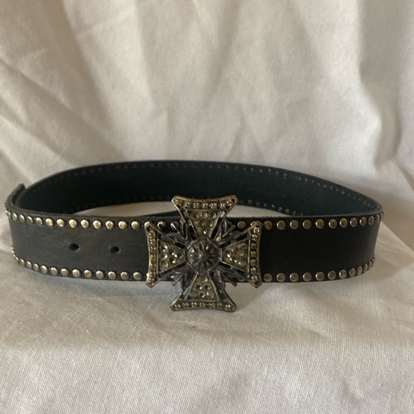 Leatherock | Accessories | Leatherock Black Leather Belt Wsilver Studs ...